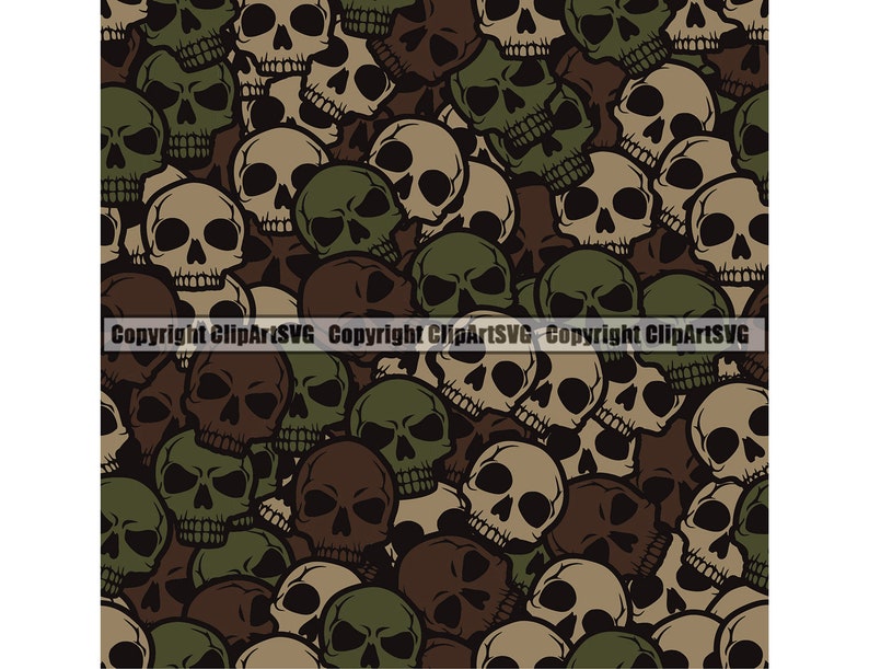 Skull Crossbones Green Camo Camouflage Seamless Skeleton - Etsy