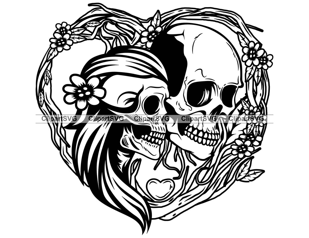 Skull Couple Love Skeleton Valentine's Day Romantic Horror Gothic ...