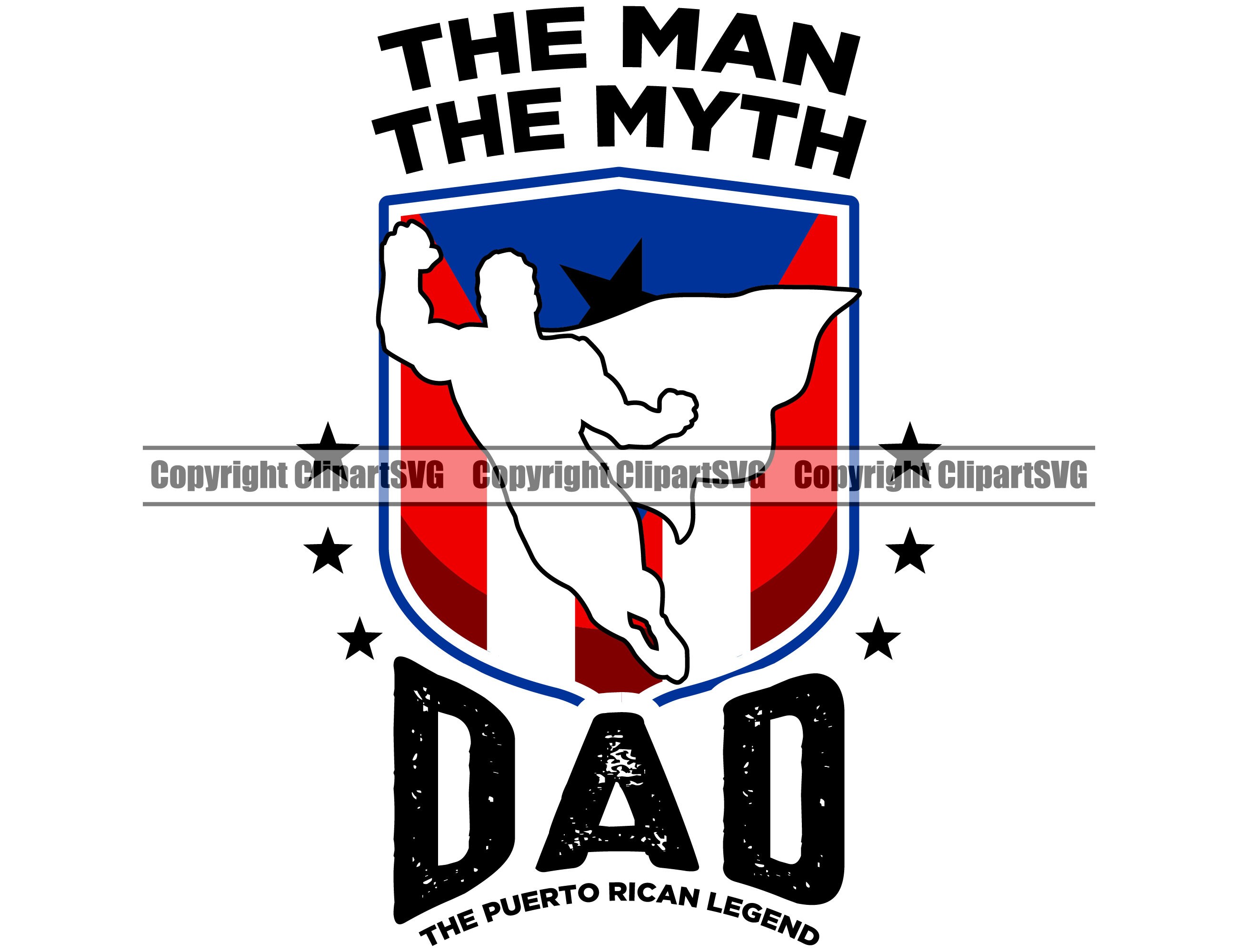 Puerto Rico Rican Dad the Myth Legend Flag Country World | Etsy