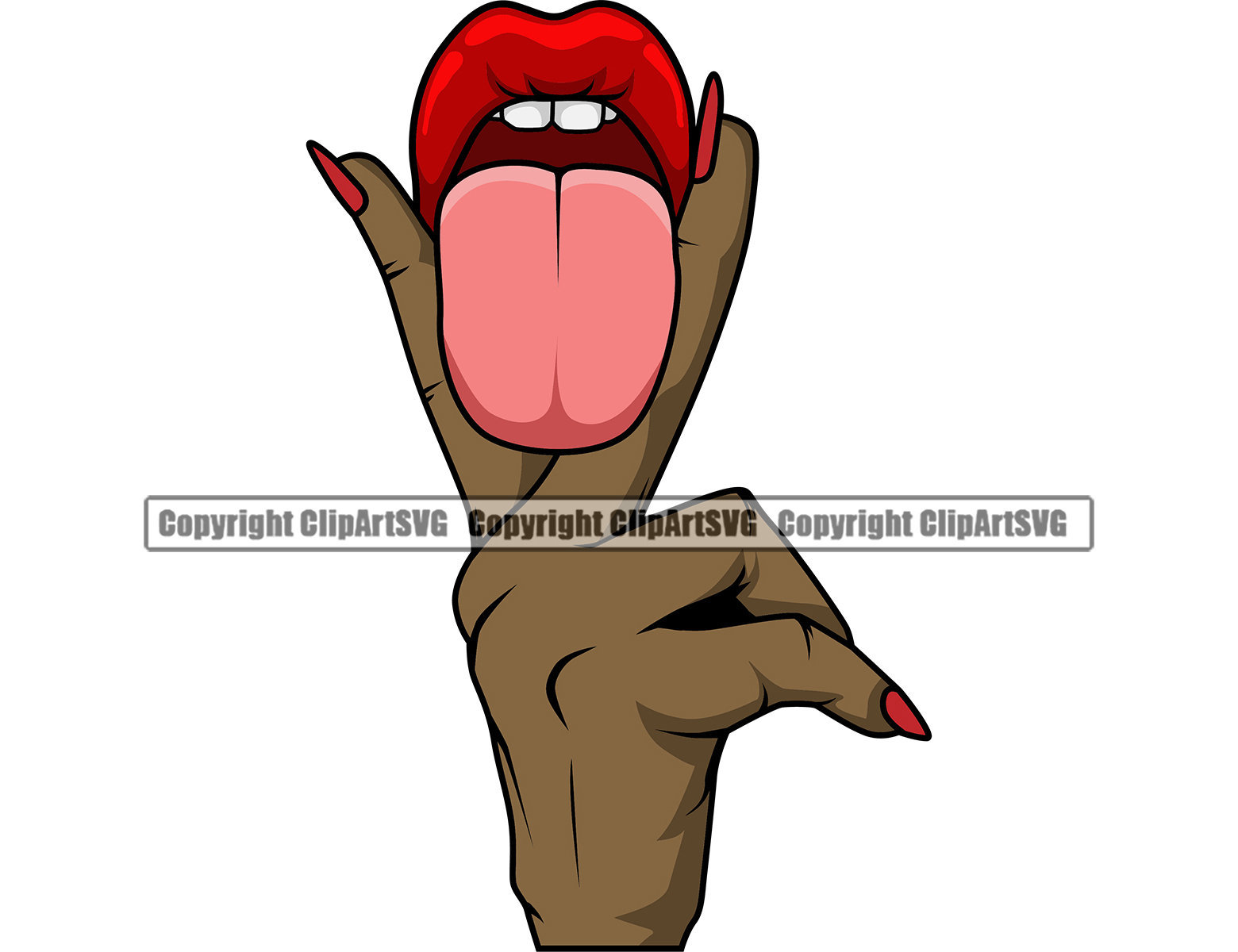 Lips Kiss Female Hand Tongue Lick Licking Fingers Sex Gesture | Etsy