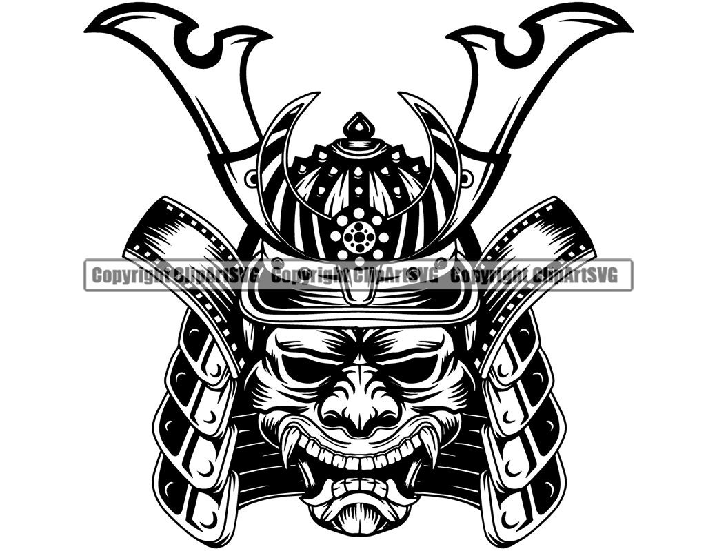 Evil Samurai Helmet Drawing