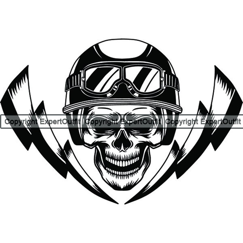 Motorcycle Skull Skeleton Lightning Bolt Chopper Outlaw Custom - Etsy
