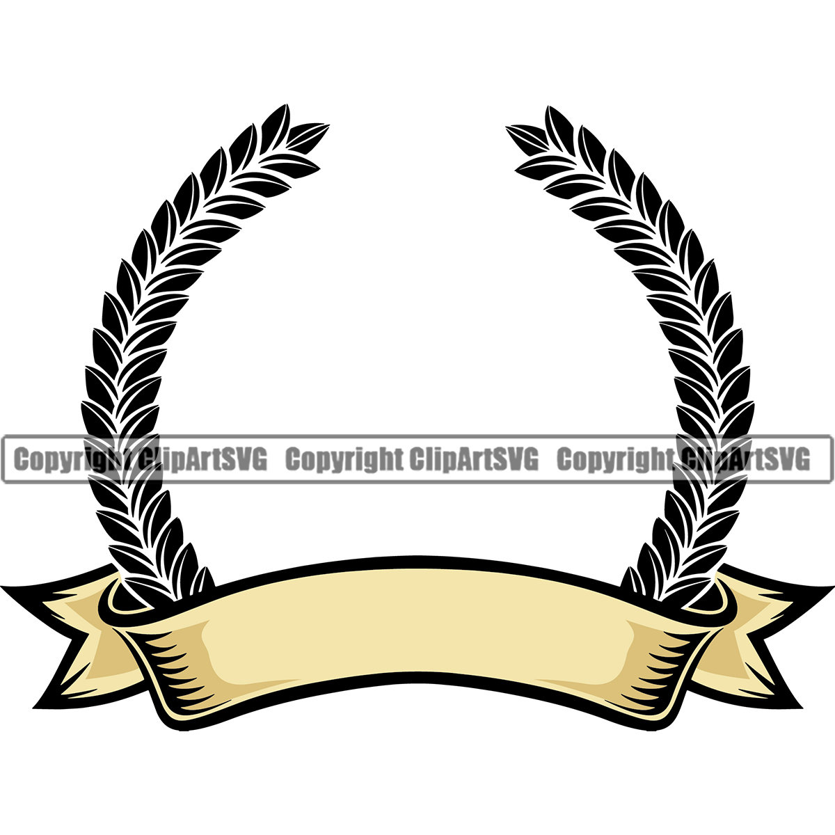 Vintage Ribbon Banner Laurel Wreath Wheat Emblem Badge | Etsy