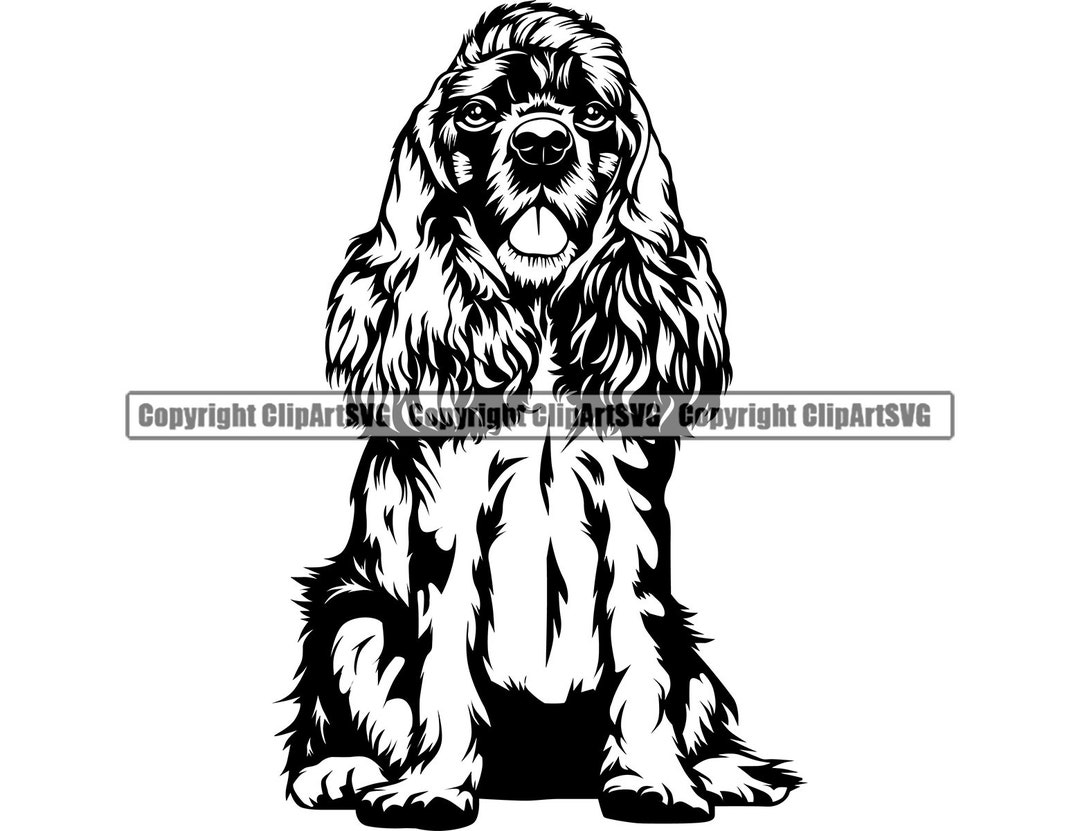 Cocker Spaniel Dog Breed Sit Sitting Happy Paw Puppy Pup Pet Art ...