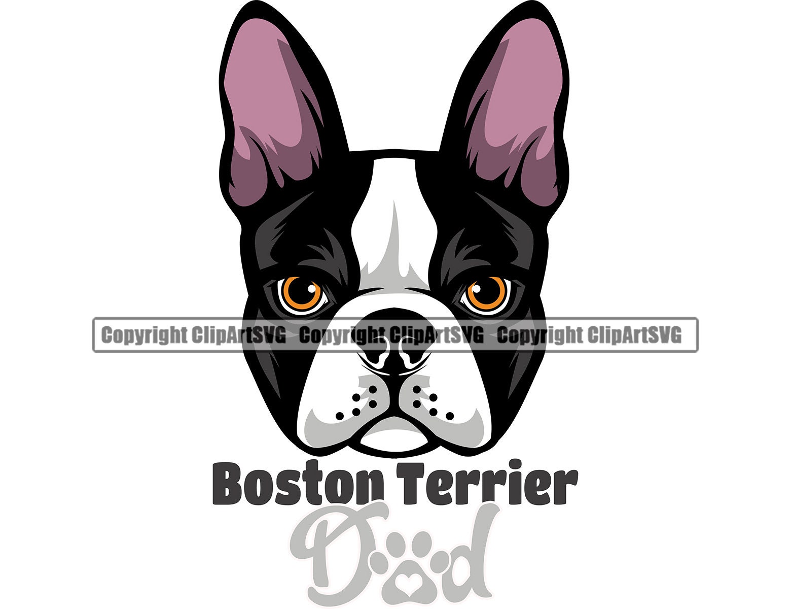 Clip Art & Image Files Boston Terrier Paw Puppy Pup Pet Art K9 Logo SVG ...