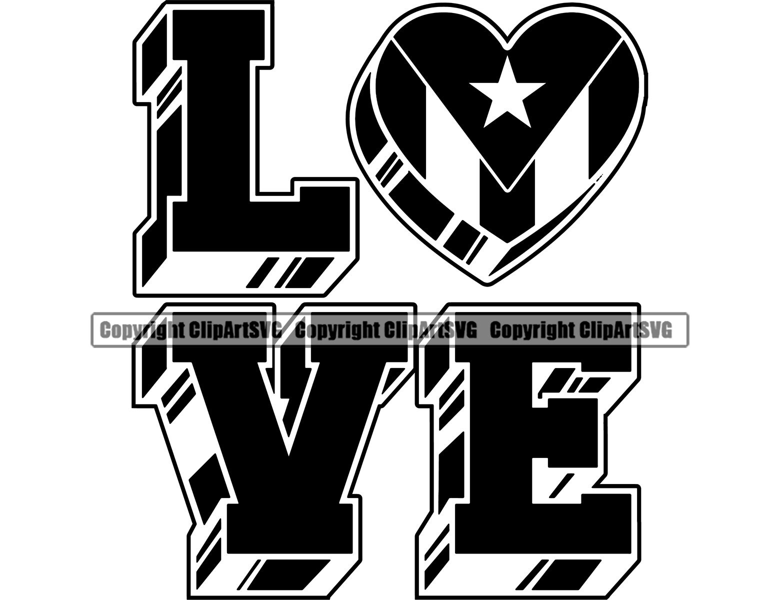 Papercraft Puerto Rico Rican Heart Love Flag Unity Banner Country World ...