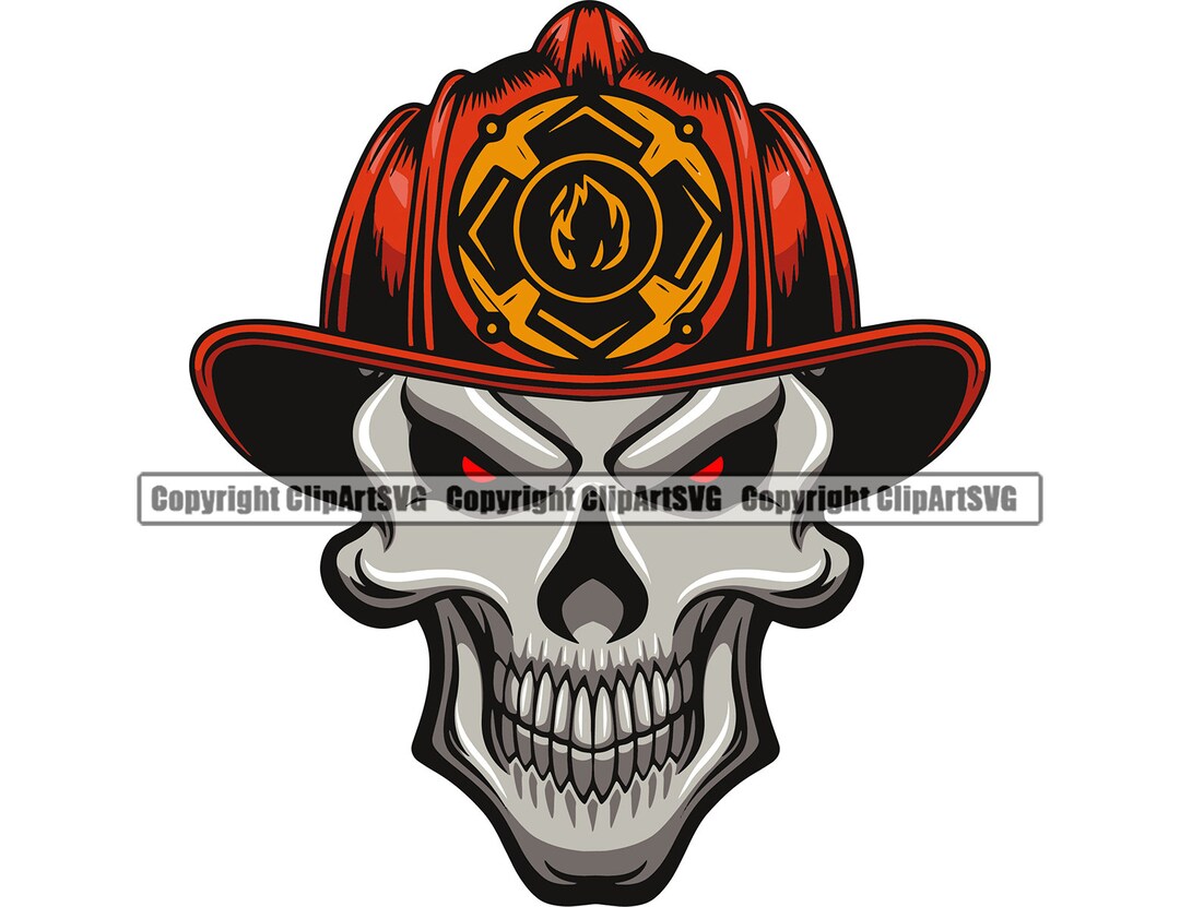 Firefighter Skull Fireman Firefighting Skeleton Axe Hero Helmet ...
