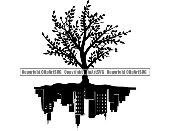 City Tree Roots Born Urban Life Environment Building Love Grow | Etsy