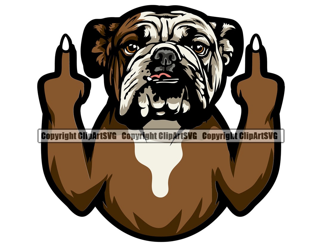 English Bulldog Middle Finger Funny Dog Breed Smiling Paw Puppy Pet ...