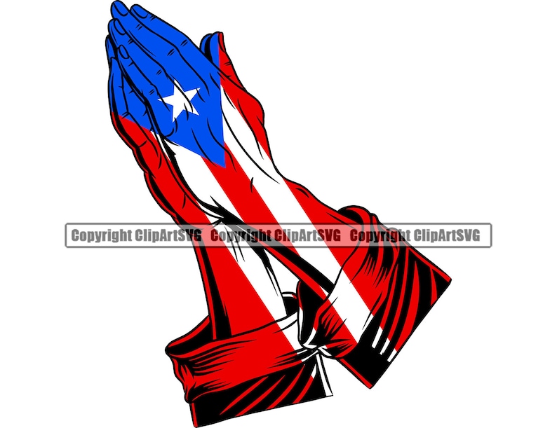 Puerto Rico Rican Praying Hands Cross Jesus God Church Flag - Etsy
