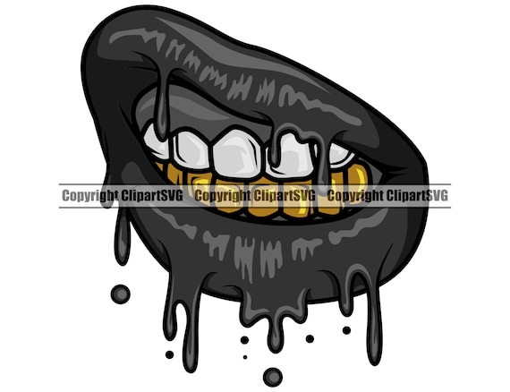 Gold Teeth Dripping Lips Mouth Grillz Grill Thug Gangster Pose | Etsy