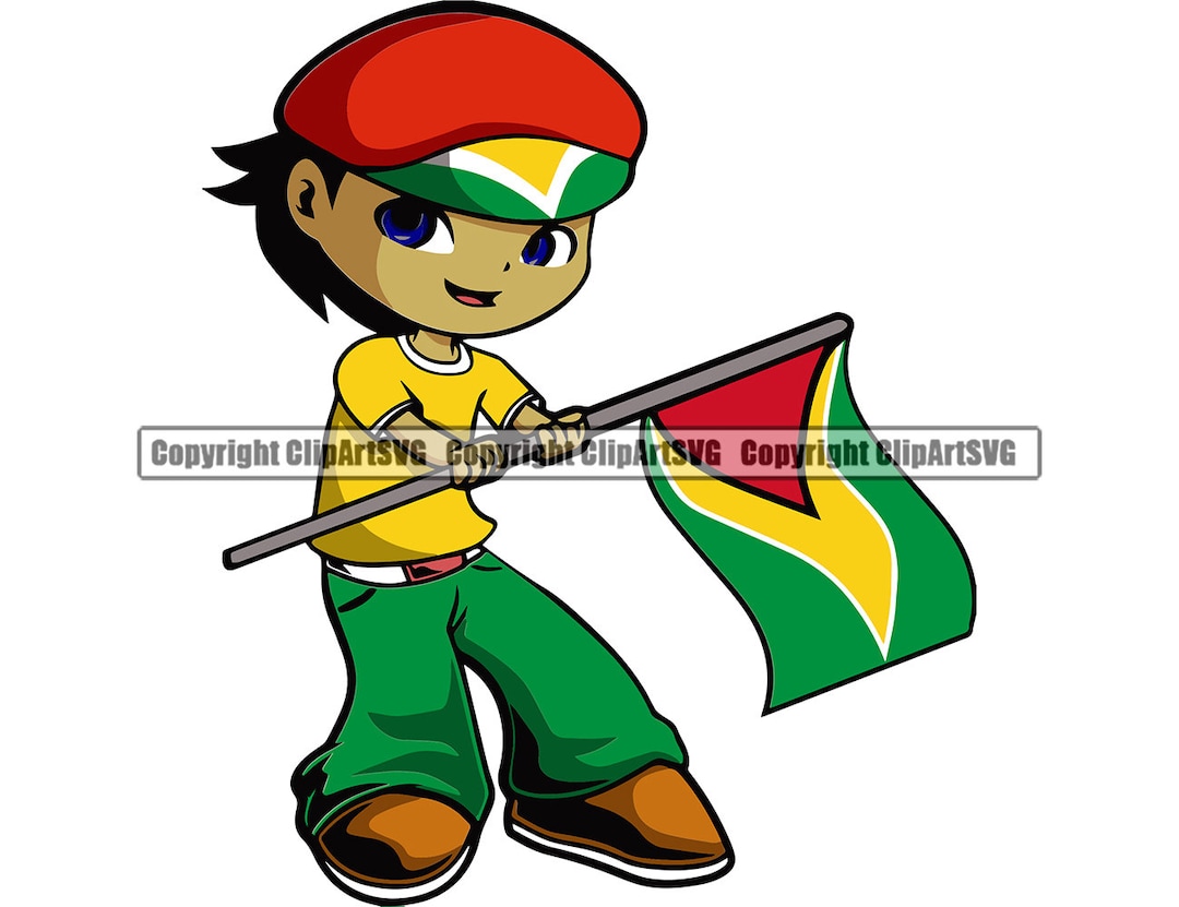 Guyana Guyanese Cute Little Boy Flag Country World Nation Map Sign ...