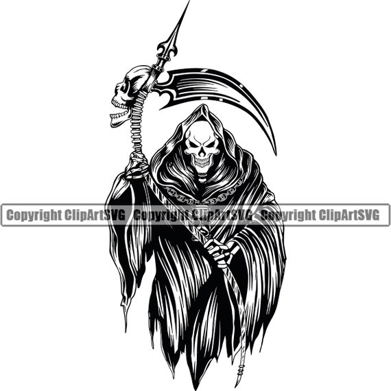Grim Reaper Skeleton Killer Skull Sickle Blade Death Evil Kill - Etsy