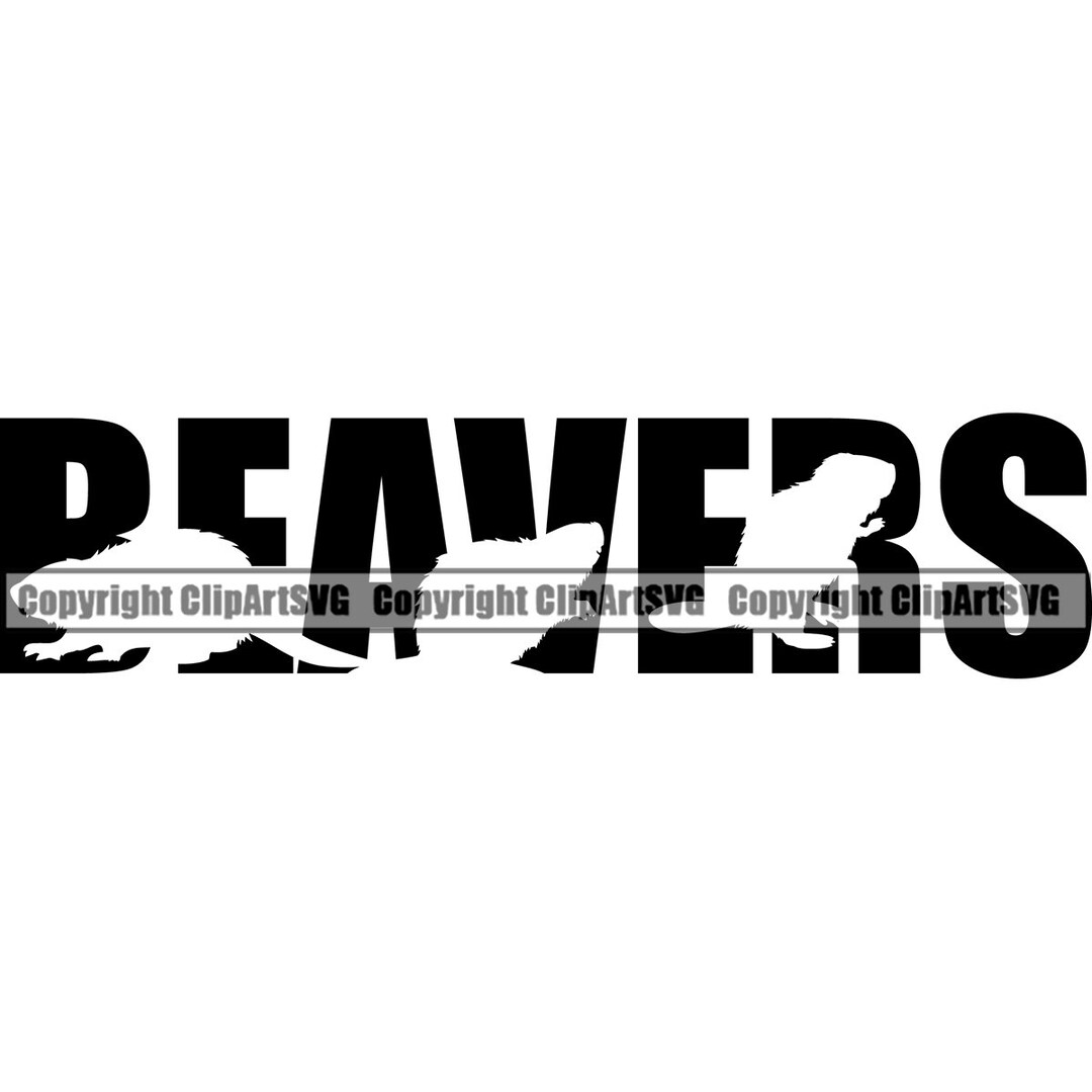 Beaver Sports Team School Mascot Tail Teeth Wild Animal Zoo Text Name ...