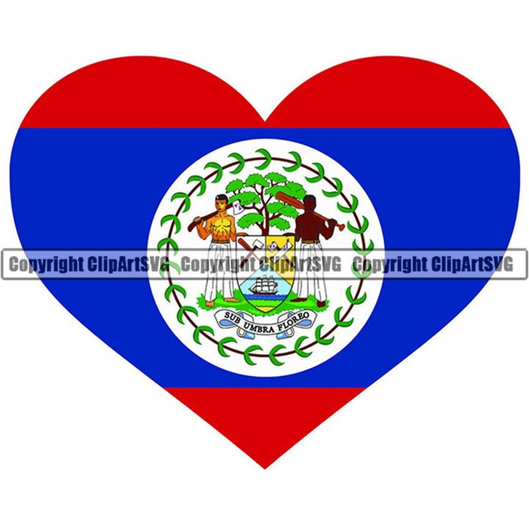 Belize Heart Shaped Flag Caribbean Island Country World National Nation ...