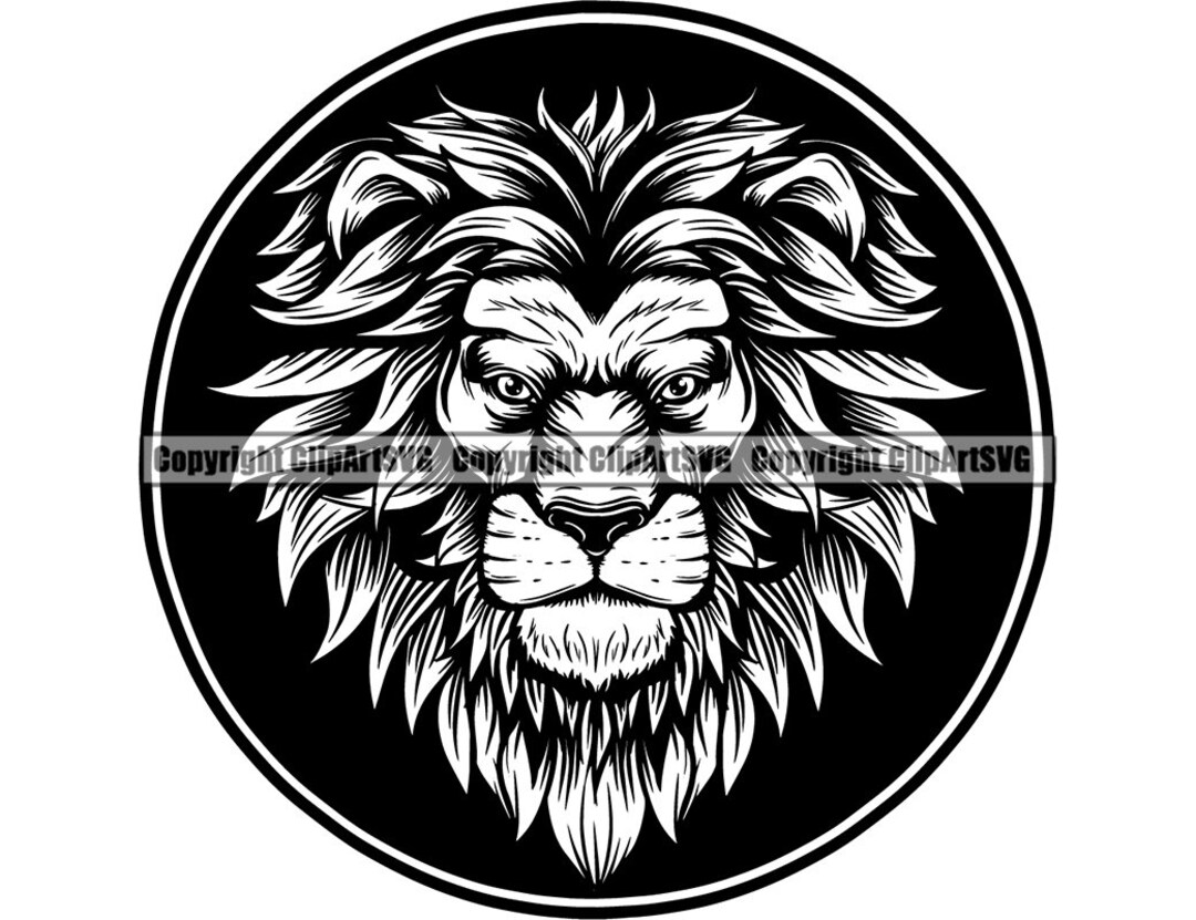 Lion Mascot Head Face Wild Animal Shield Wildlife Cartoon School Team ...