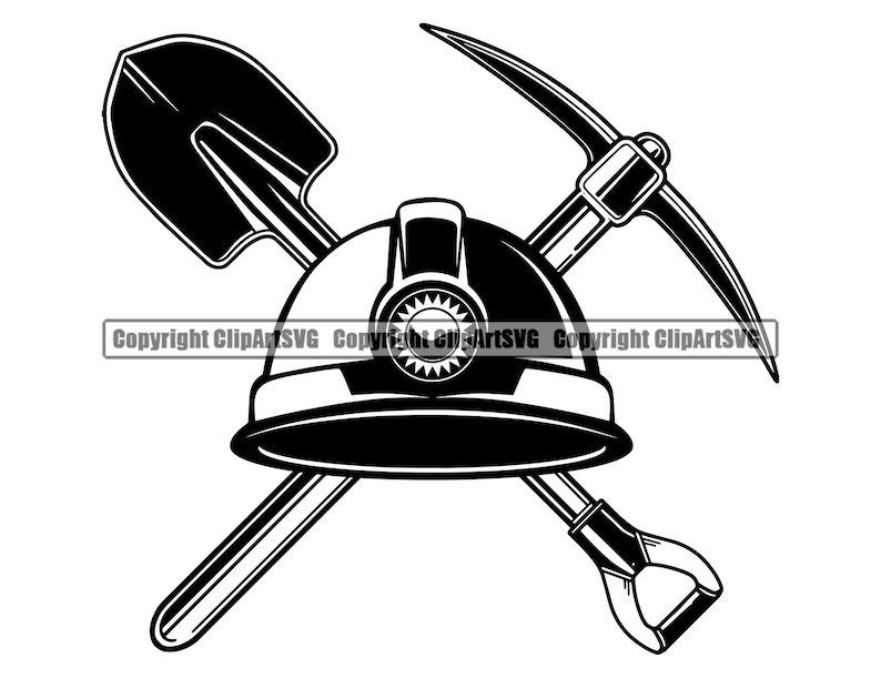 Mining Logo 3 Pick Axes Tool Shovel Helmet Construction Digging Coal ...