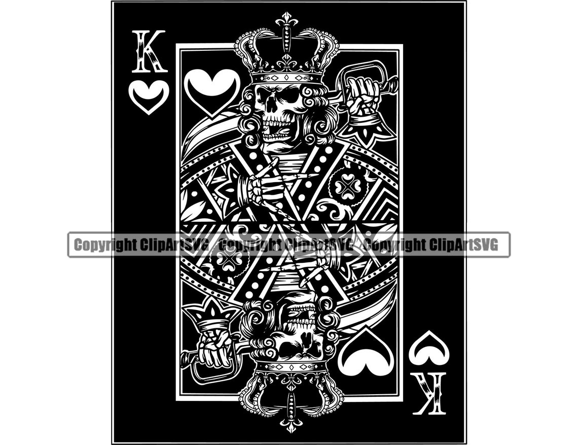 King Hearts Skull Skeleton Poker Playing Card Gambling Gamble | Etsy