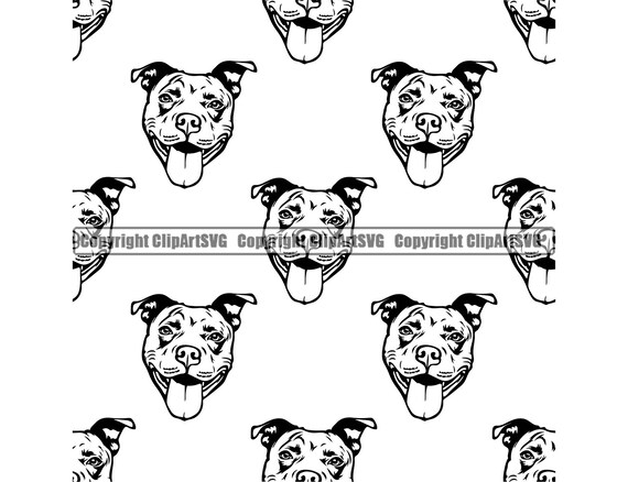 American Pit Bull Seamless Pattern Dog Paw Puppy Pet Terrier | Etsy