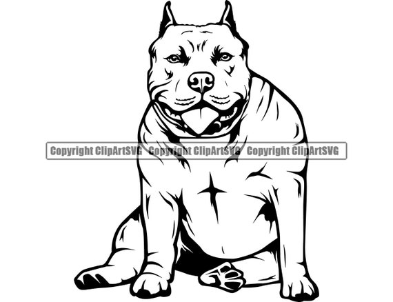 American Pit Bull Dog Sit Sitting Terrier Breed Smiling Happy - Etsy