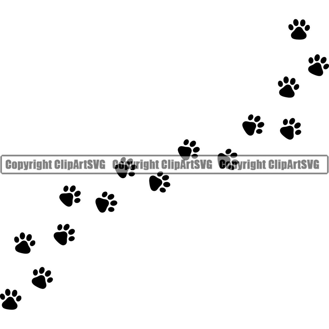 Dog Cat Paw Print Line Frame Border Pet Puppy Pup Sitter Sitting Walker ...
