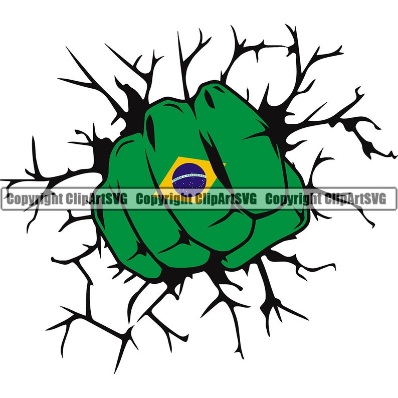 Brazil Brazilian Fist Punch Break Wall Flag Country World - Etsy