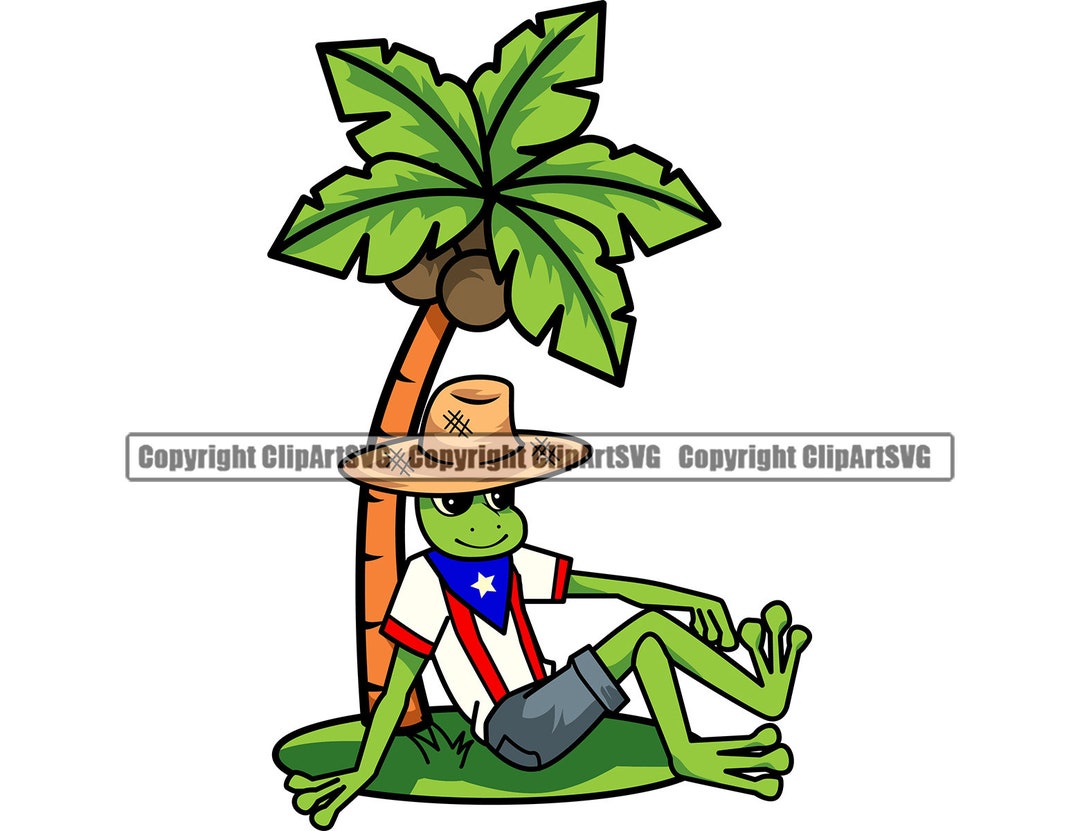 Puerto Rico Rican Frog Rana Palm Tree Flag San Juan Island Country ...