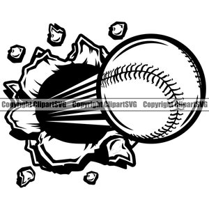 Baseball Ball Breaking Through Wall Motion Speed Lines Gear - Etsy
