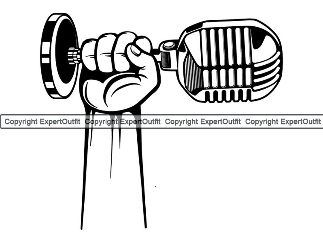 Hand Holding Microphone Audio Sound Recording Record Voice Mic Music ...