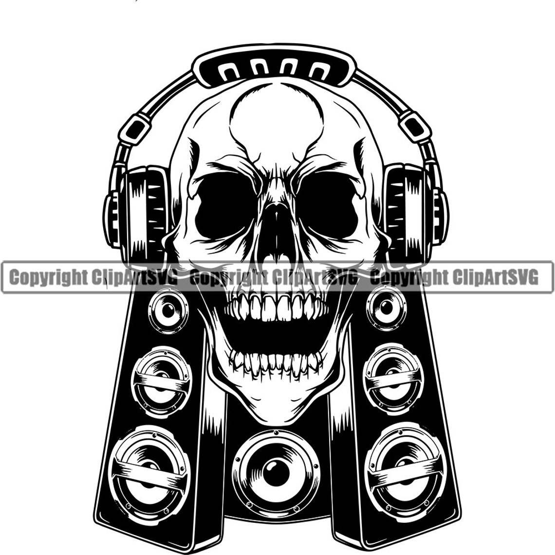 Skull Headphones Audio Speaker Music DJ Disc Jockey Equipment | Etsy