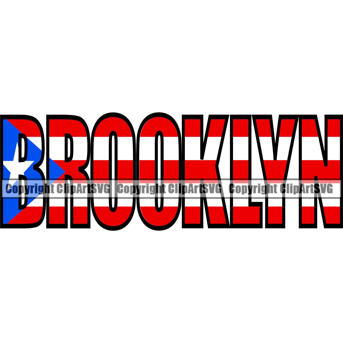 Puerto Rico Rican Brooklyn NY Name Word Text Flag Country - Etsy