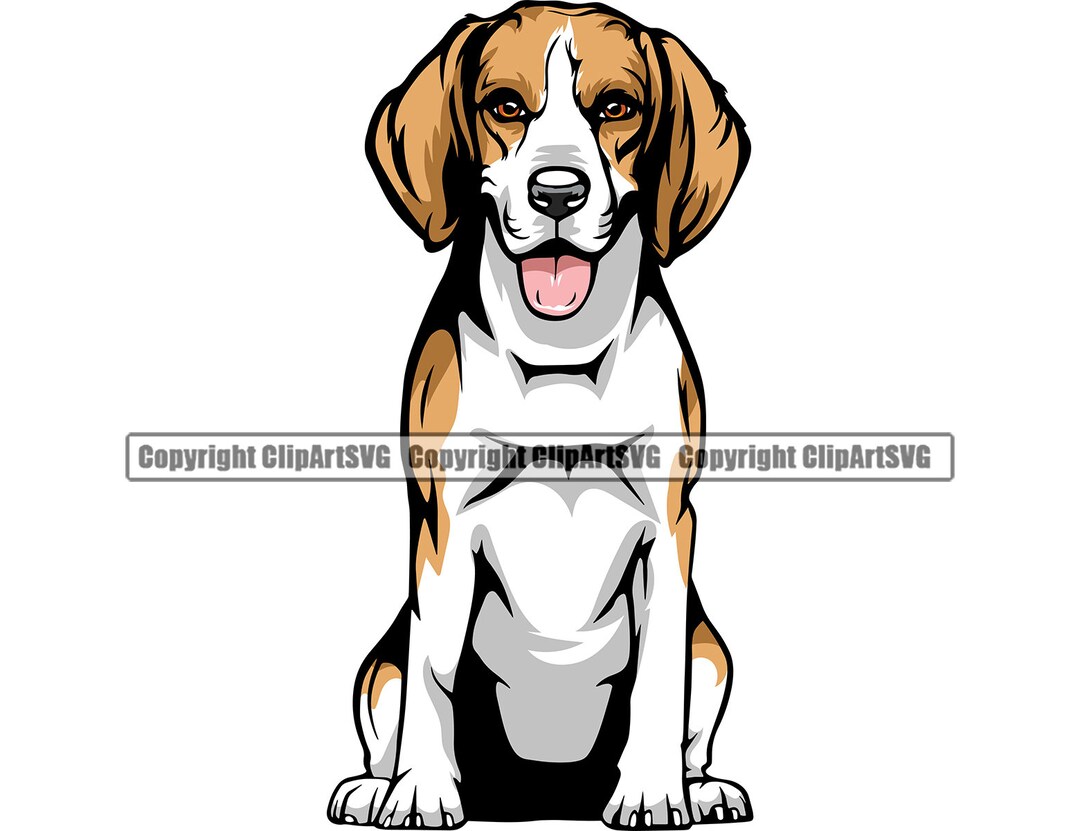 Beagle Dog Sit Sitting Breed Happy Paw Pedigree Puppy Pup Pet Art ...