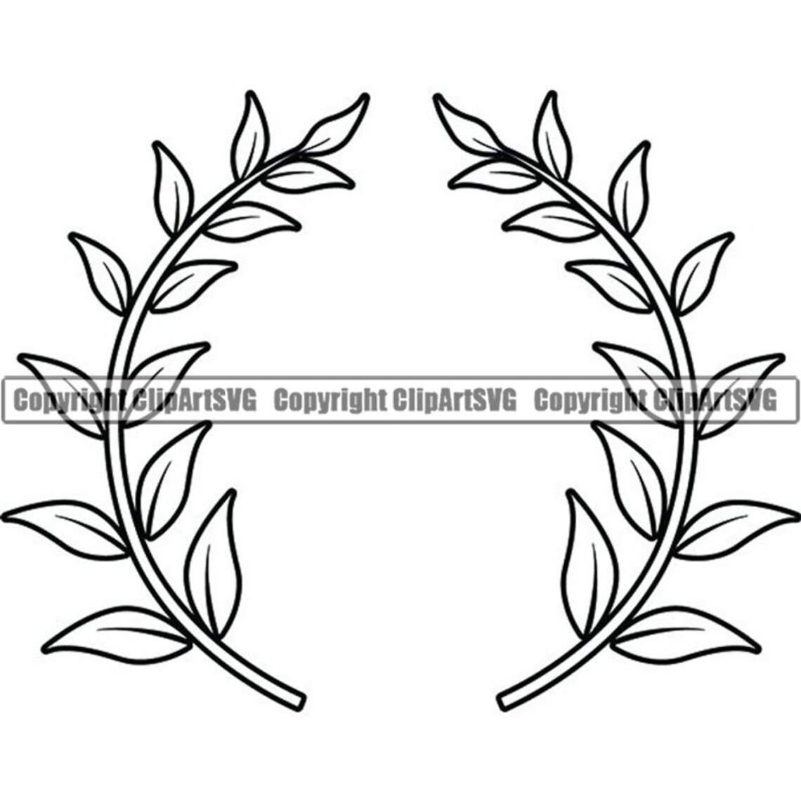 Wreath 3 Olive Branch Leaves Logo Design Element Emblem Label - Etsy