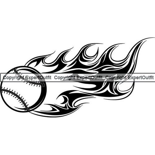 Baseball Logo 60 Ball Motion Fire Flames Player Bat League - Etsy