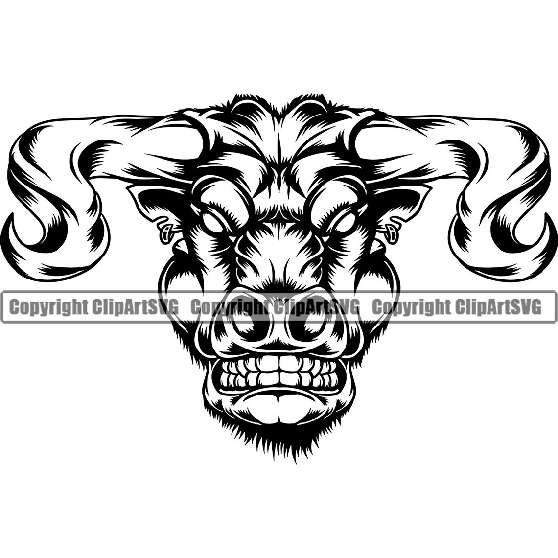 Bull Mascot Mean Growl Sport Team School Steer Cow Cattle Horn | Etsy