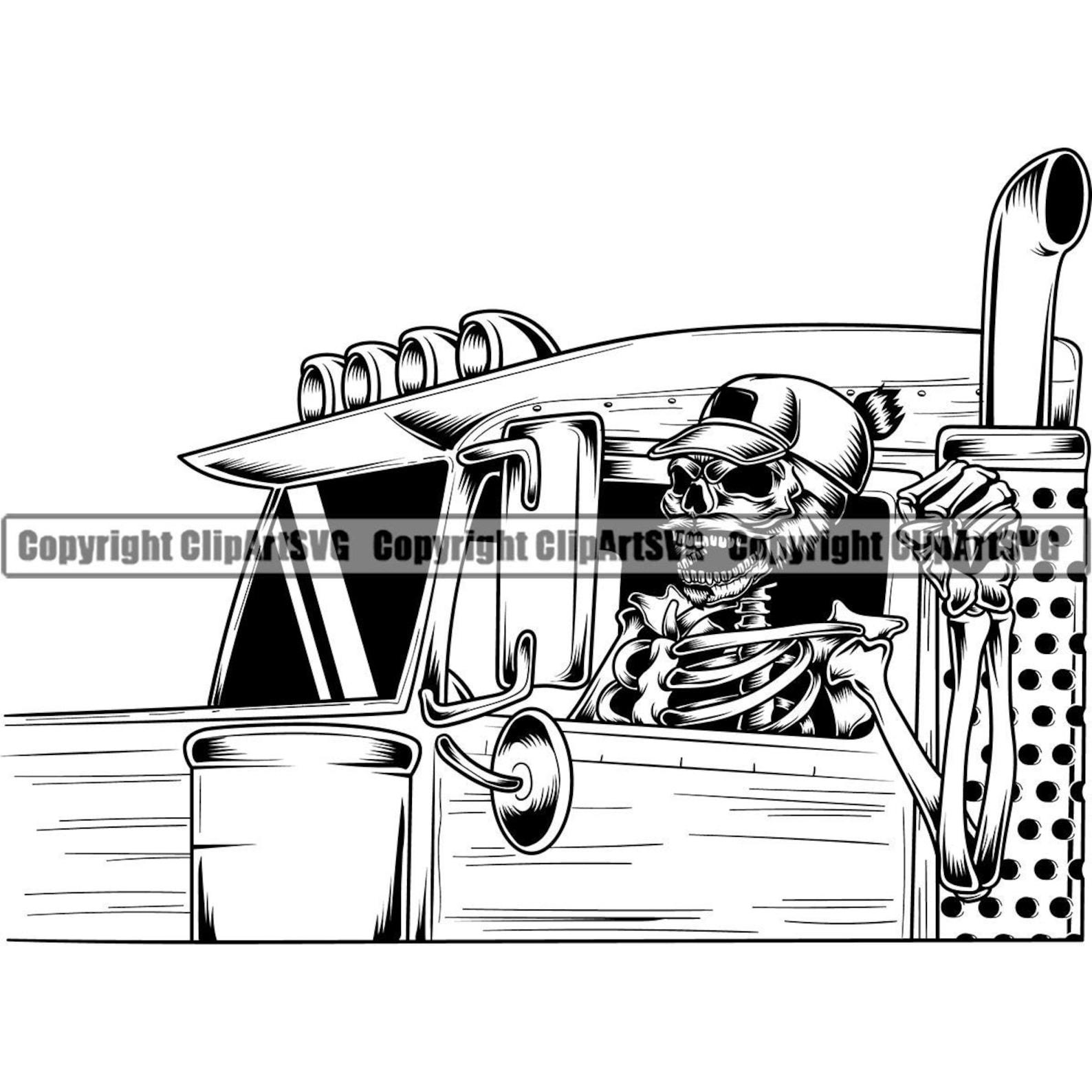 Truck Driver Skull Skeleton Beard Trucking Delivery Big Rigg | Etsy