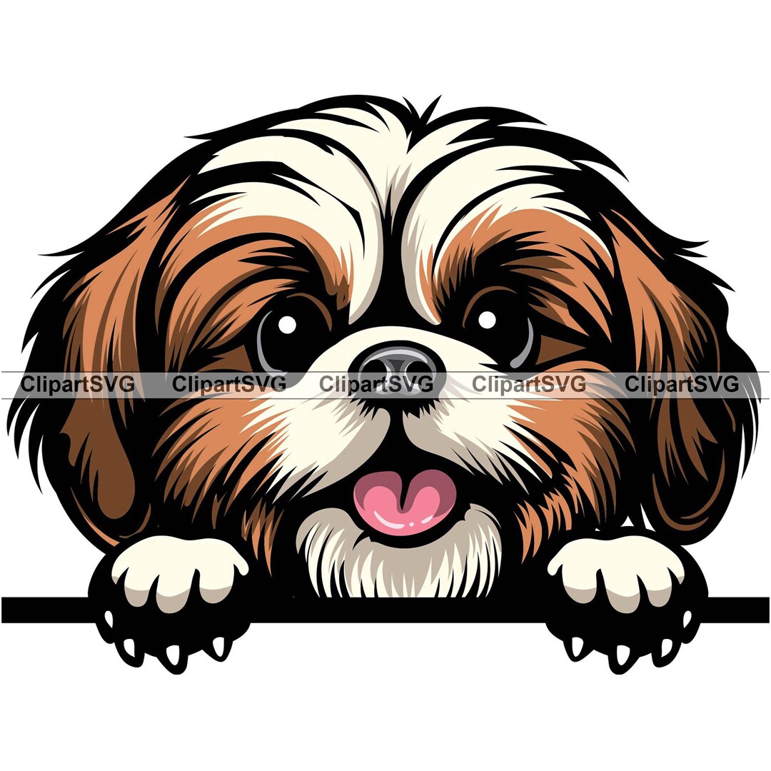 Shih Tzu Smiling Peeking Dog Cute Puppy Head Canine Pet Lhasa Apso ...
