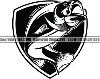 Bass Fishing Salt Fly Logo Angling Fish Hook Fresh Water Hunt ...