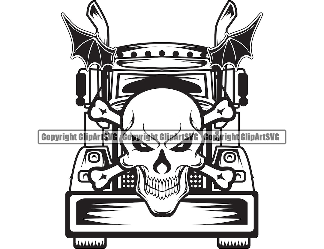 Skull Skeleton Semi Tractor Trailer Trucking Truck Driver Trucker Big ...