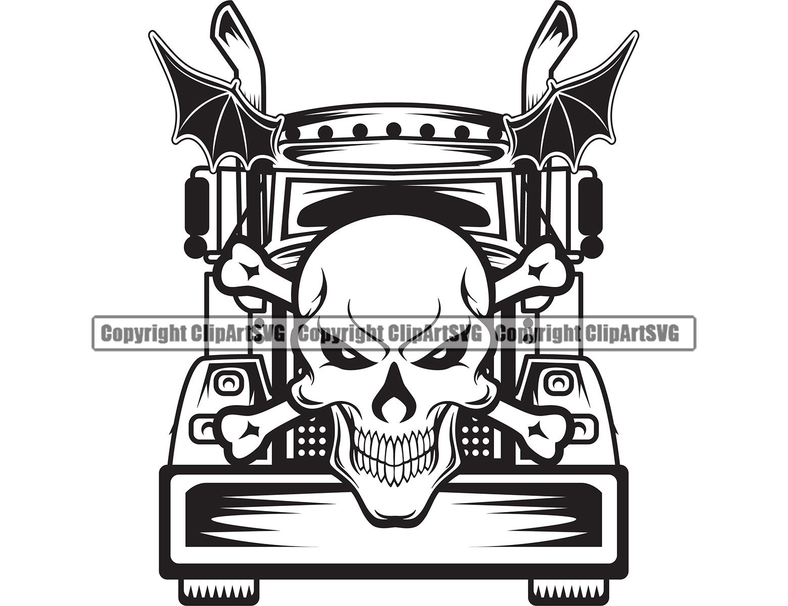 Skull Skeleton Semi Tractor Trailer Trucking Truck Driver Trucker Big ...