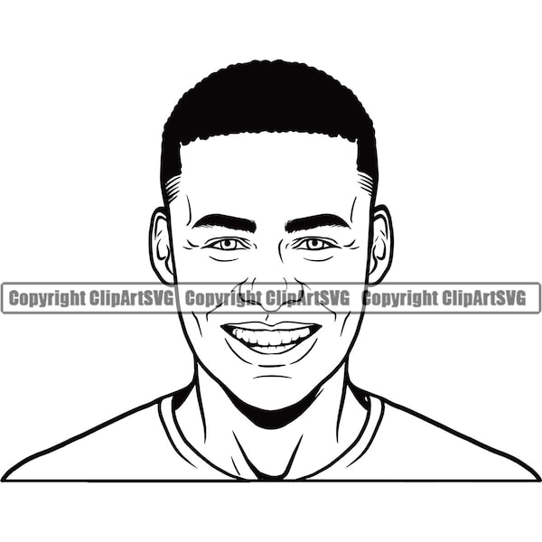 Handsome Black Man Male Man Face Dimples Head Wavy Hair Young Guy Model ...