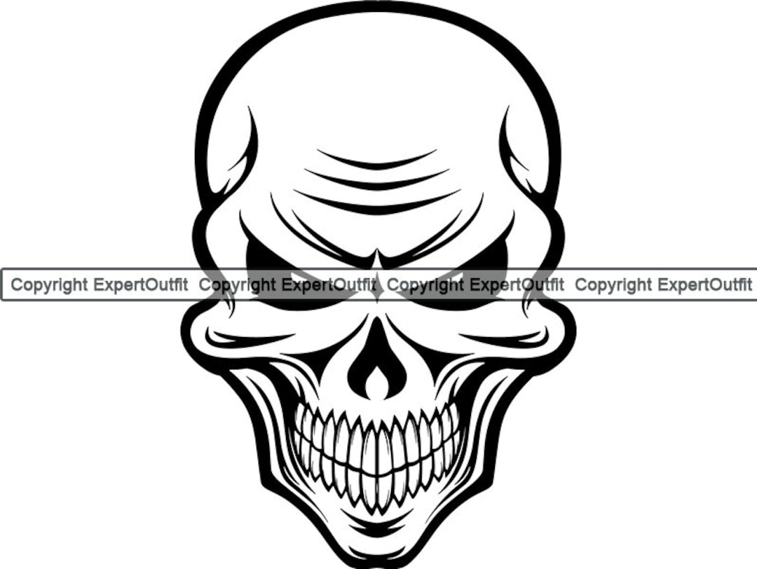 Skull Grinning Death Evil Grin Kill Killer Tattoo Human Head Skeleton ...