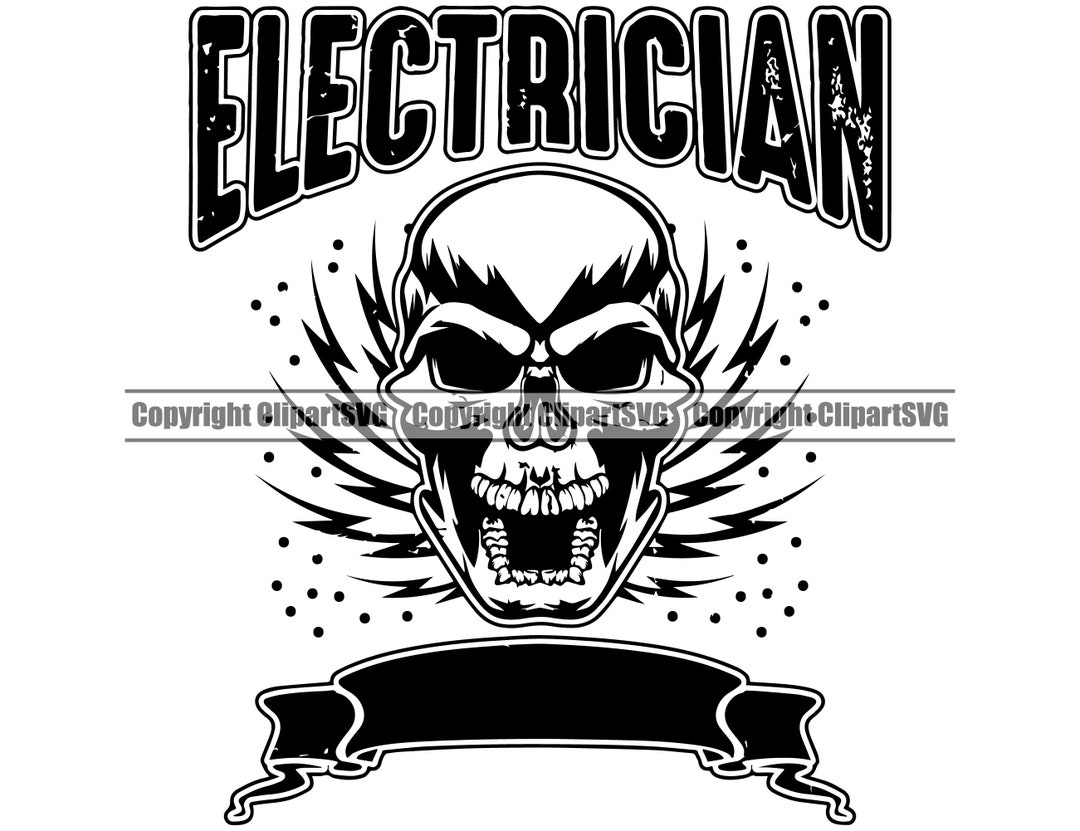Electrician Skull Electrical Electric Service Repair Blank Ribbon ...