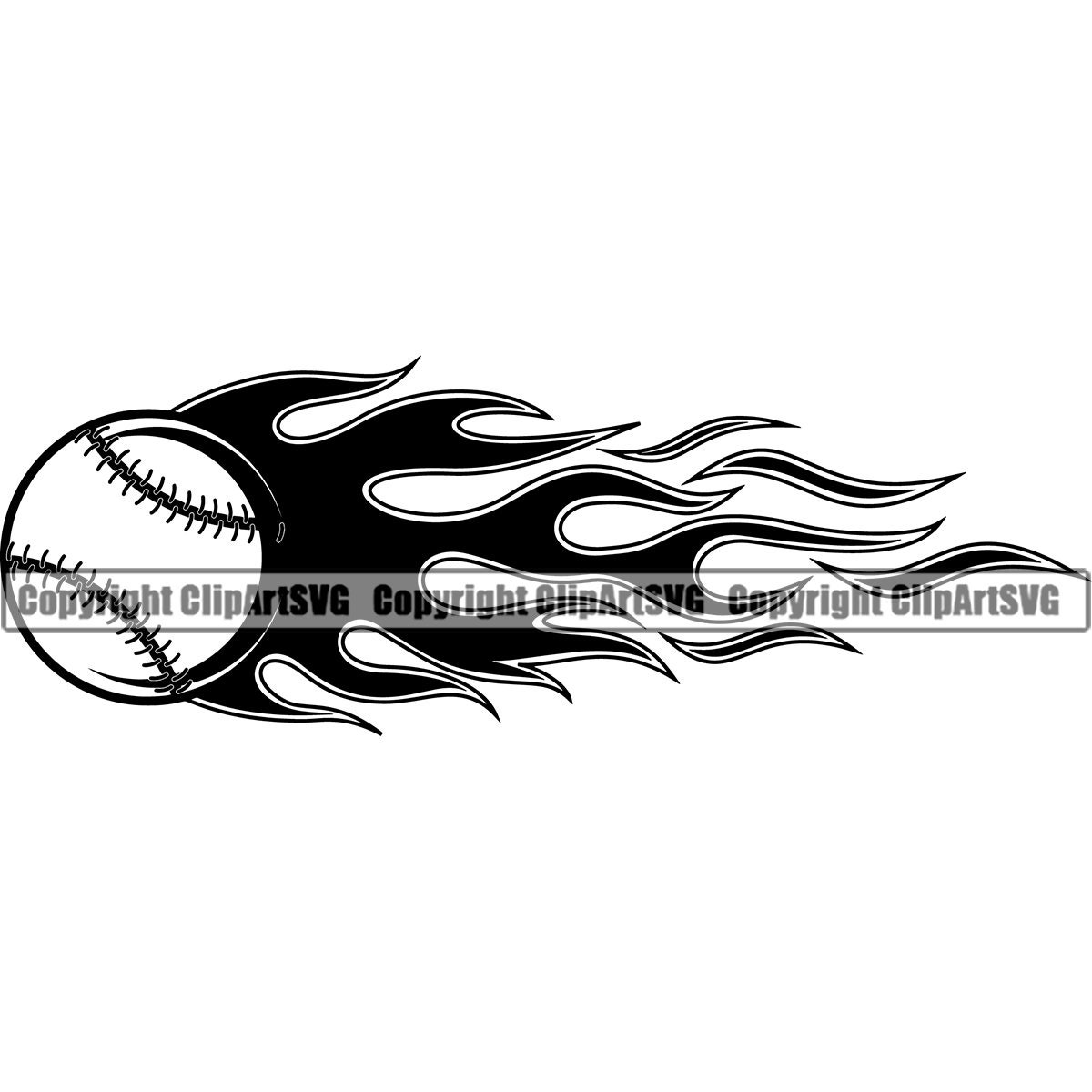 Baseball Logo 61 Ball Motion Fire Flames Player Bat League - Etsy