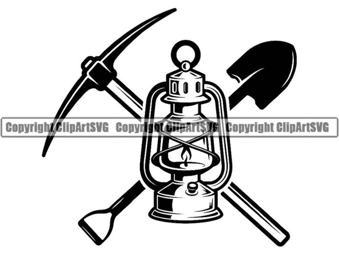 Mining Logo #7 Pick Axe Shovel Tool Lantern Construction Digging Coal ...