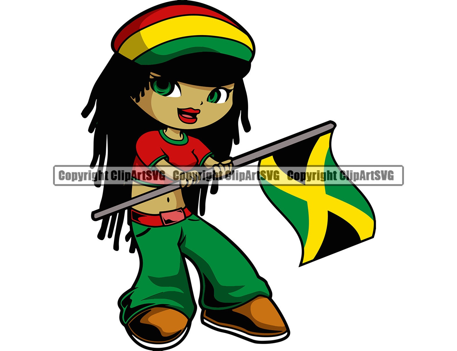 Reggae Rasta Jamaica Jamaican Cute Little Girl Flag Country - Etsy