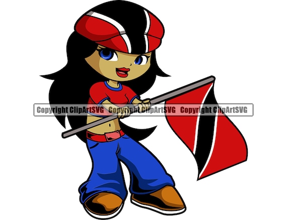 Trinidad Tobago Trinidadian Cute Little Girl Flag Country - Etsy Canada