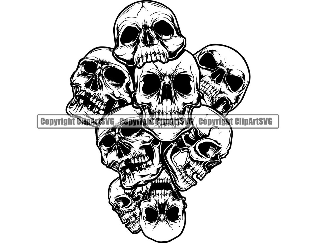 Skull Skeleton Head Pile Stack Face Grin Grinning Evil Kill Killer ...