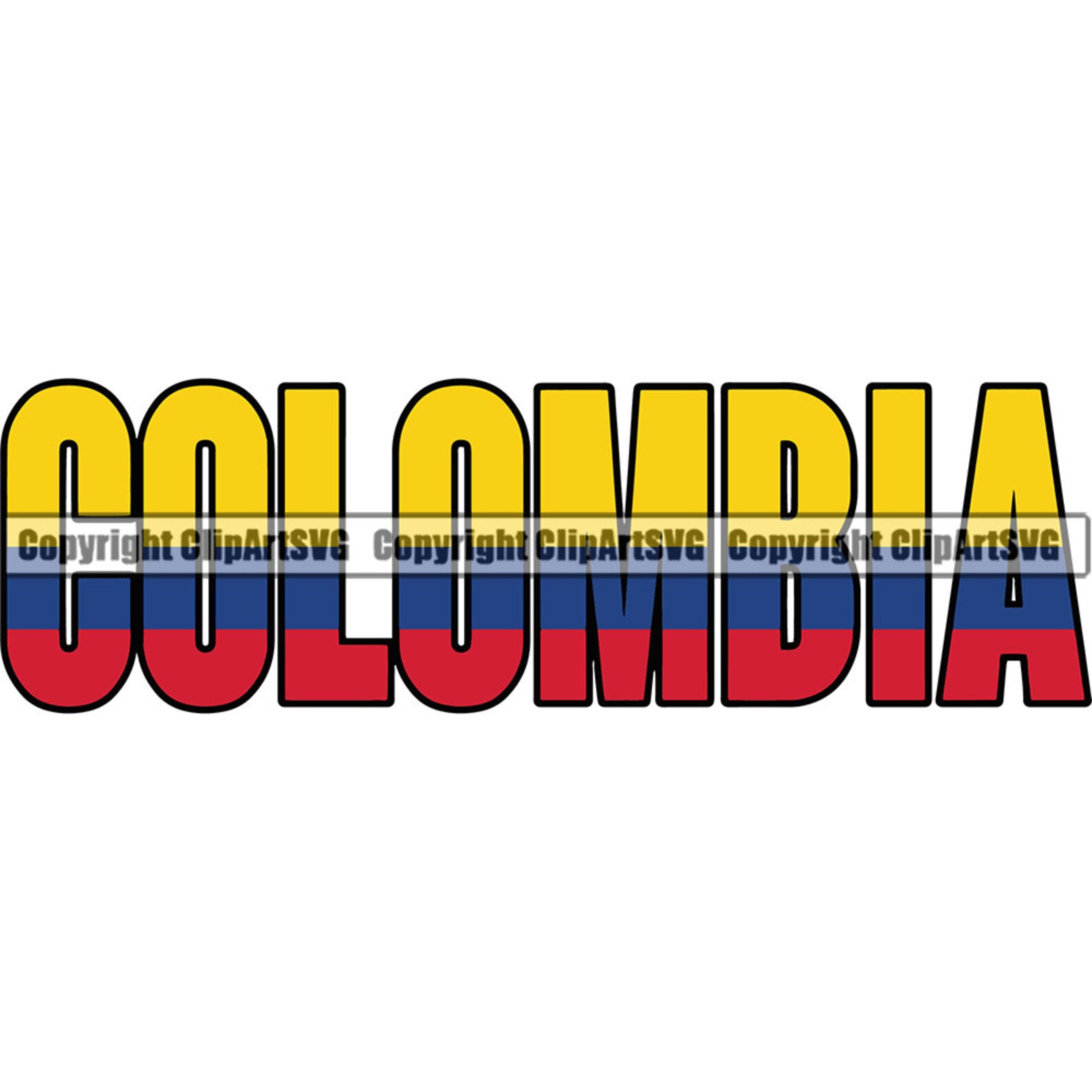 Colombia Colombian Name Word Text Flag Country World Nation Map Sign ...