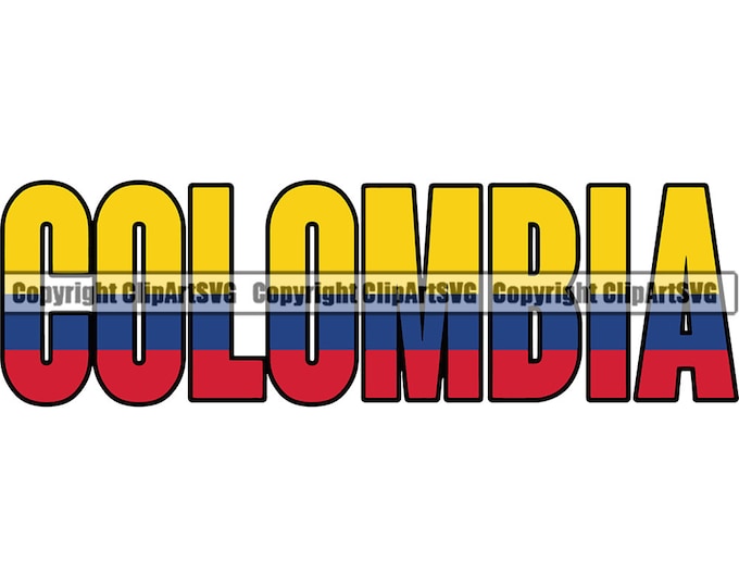 Colombia Colombian Name Word Text Flag Country World Nation - Etsy
